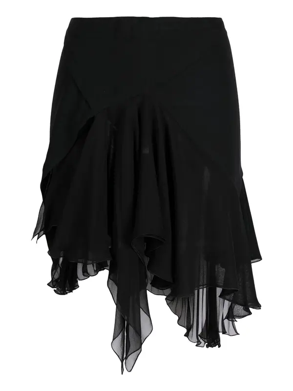 Versace Asymmetric Pleated Skirt - Black