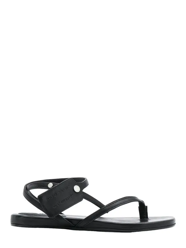 Off-White Strappy Flat Sandals - Black No Color