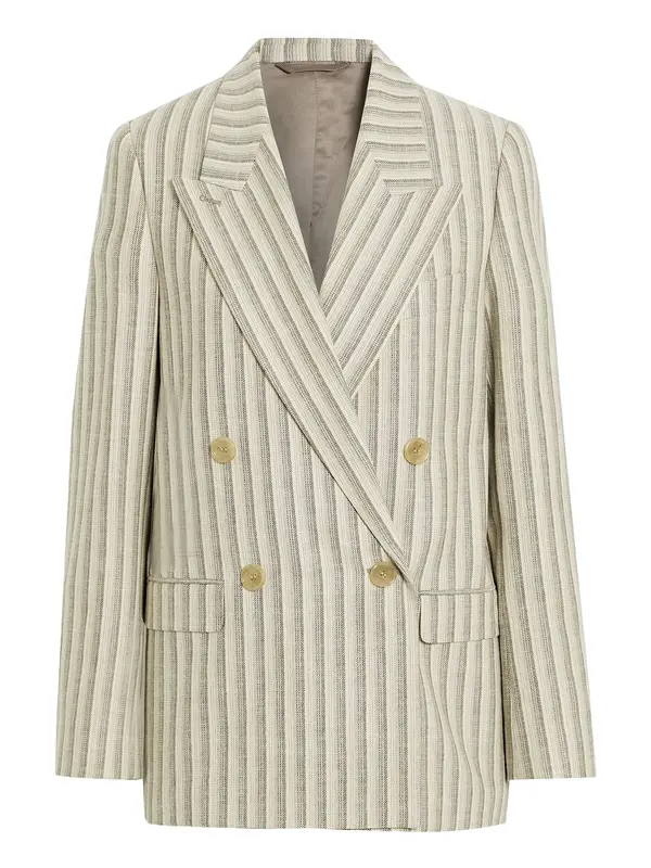 Acne Studios Double-breasted Striped Tweed Blazer - Stone