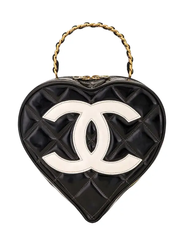 Chanel Vintage Heart Vanity Bag - Black & White