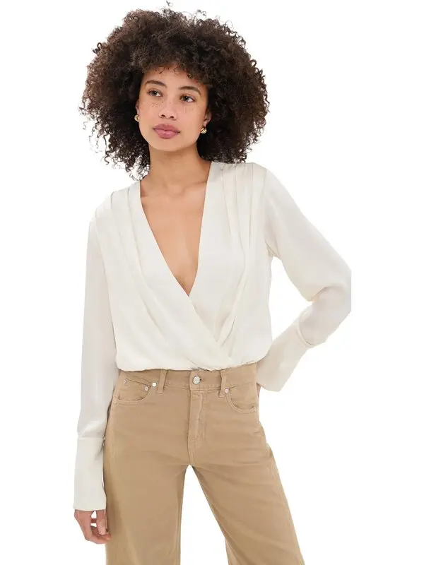 FAVORITE DAUGHTER The Date Blouse Thong Bodysuit - Ivory