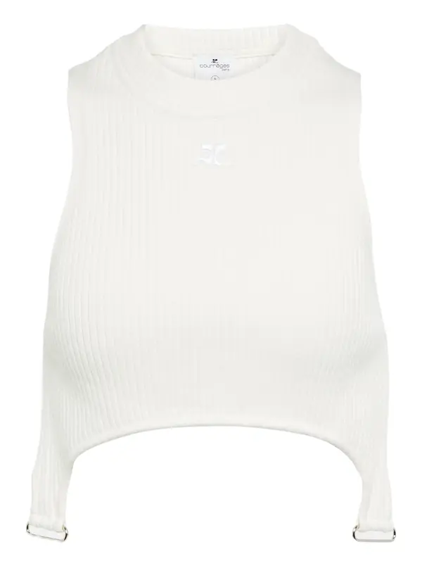 COURREGES Courrèges Ribbed-knit Cropped Top - White