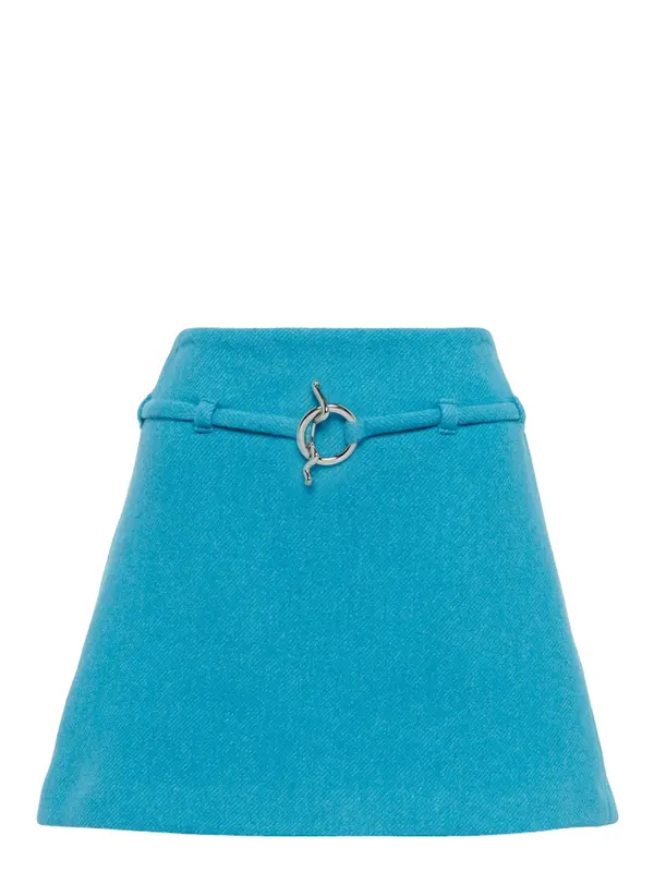 GANNI Wool-blend Mini Skirt - Blue
