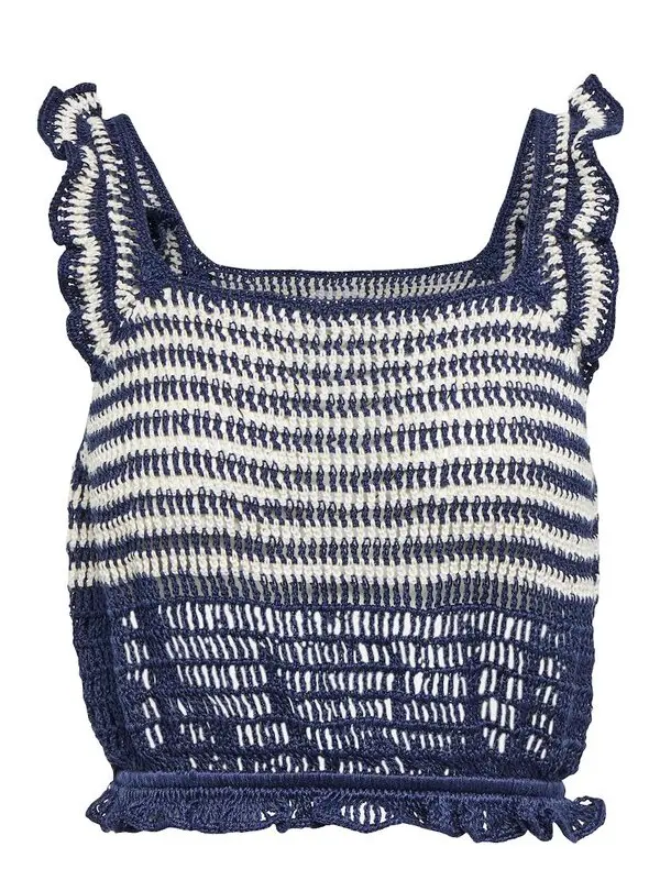 Anna Kosturova Striped Crochet Top - Blue