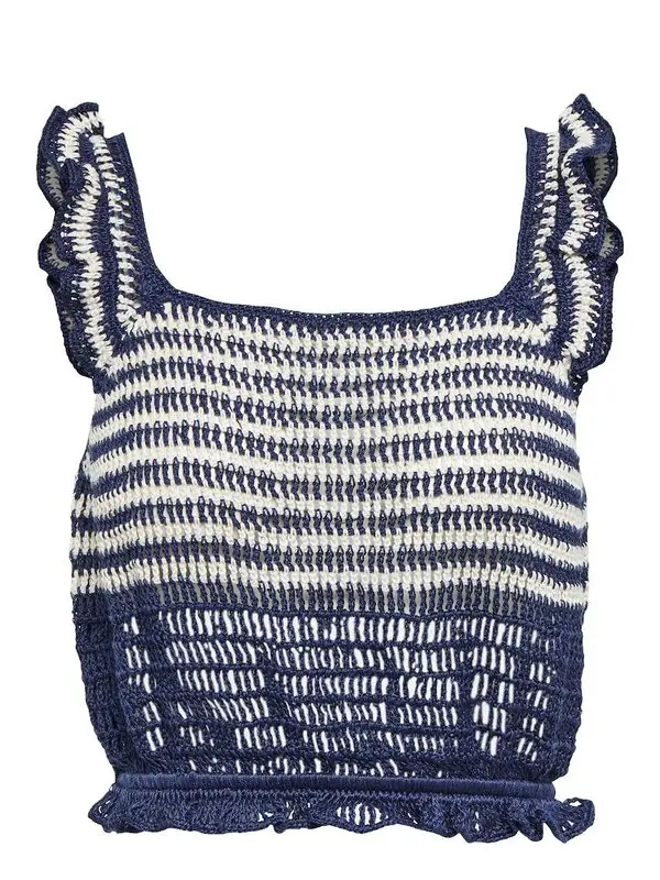 Anna Kosturova Striped Crochet Top - Blue