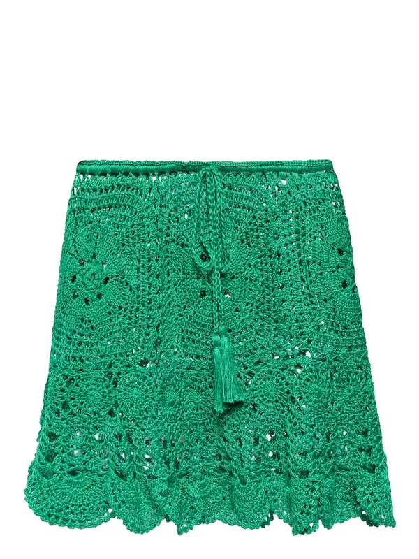Anna Kosturova Crochet Mini Skirt - Green