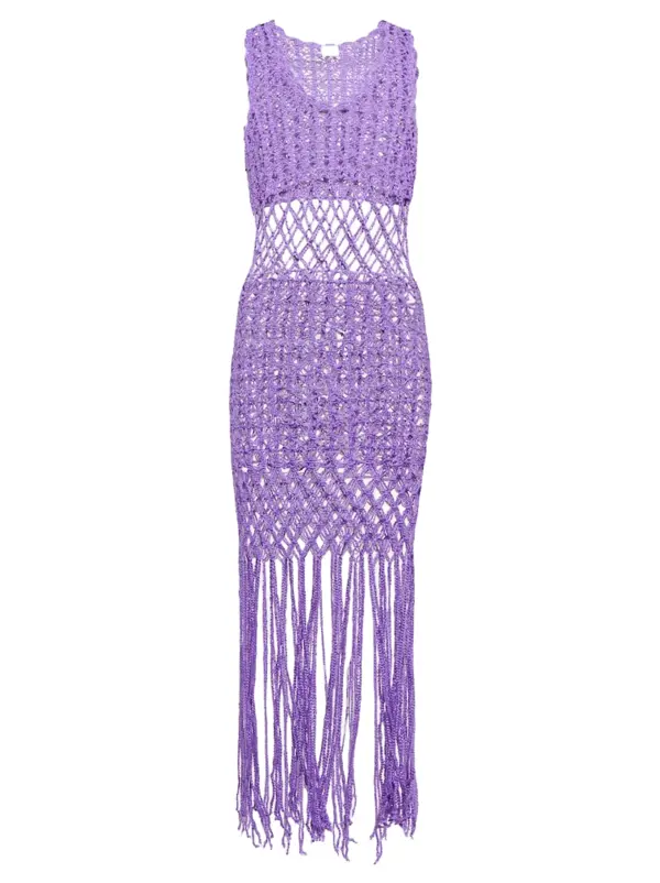 Anna Kosturova Crochet Minidress - Purple