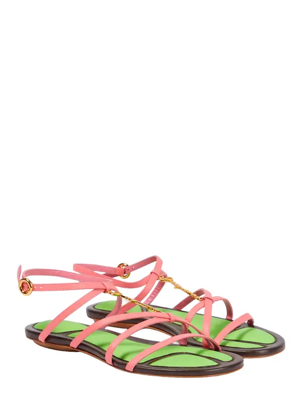 Jacquemus Embellished Leather Strappy Sandals - Pink