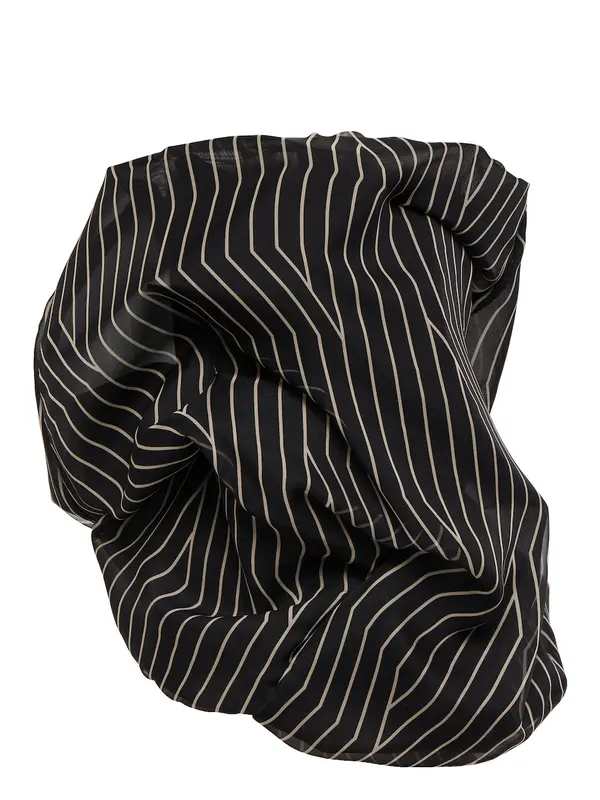 Rick Owens Striped Strapless Silk Top - Black