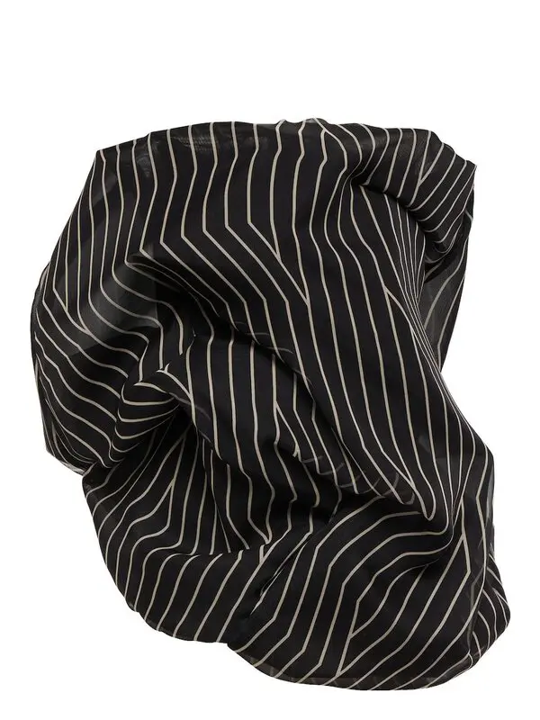 Rick Owens Striped Strapless Silk Top - Black