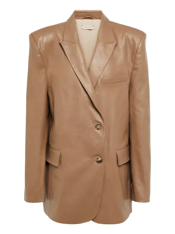 THE MANNEI Greenock Single-breasted Leather Blazer - Beige