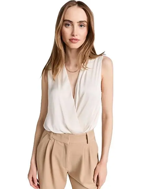 FAVORITE DAUGHTER The Sleeveless Date Blouse Thong Bodysuit - Ivory