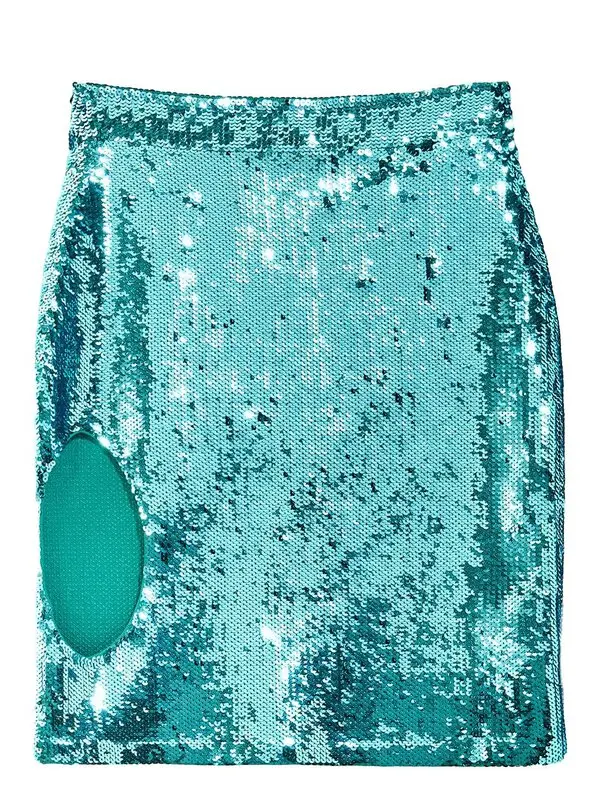 Loewe Sequin Cut-out Skirt - Turquoise