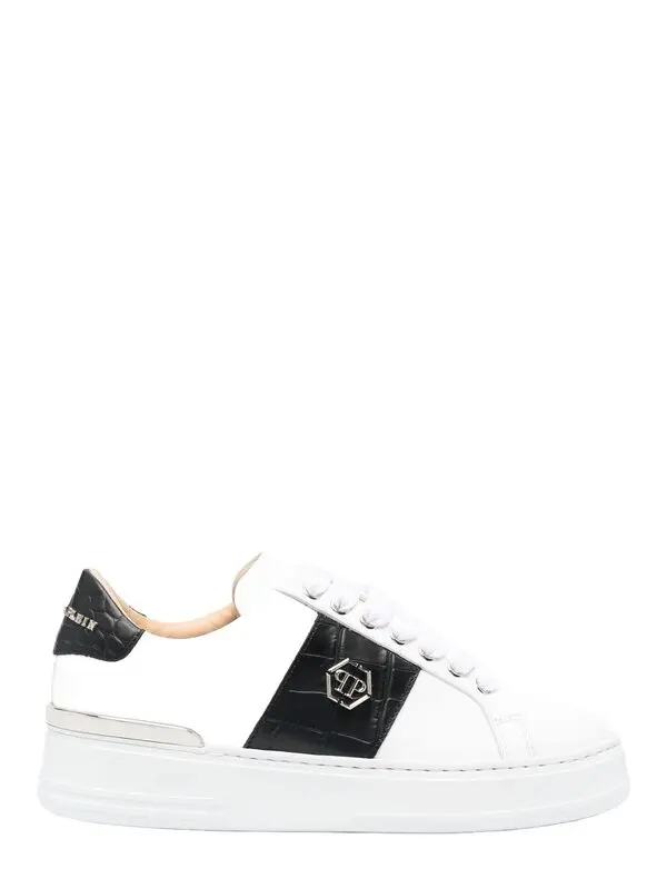 Philipp Plein Leather Logo-plaque Sneakers - White