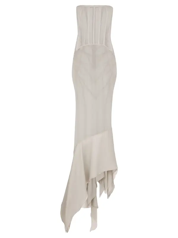 Dolce & Gabbana Draped Silk Dress - Neutrals