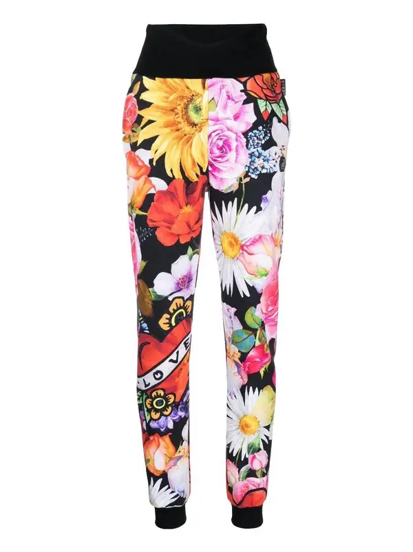 Philipp Plein Floral-print Track Pants - Black