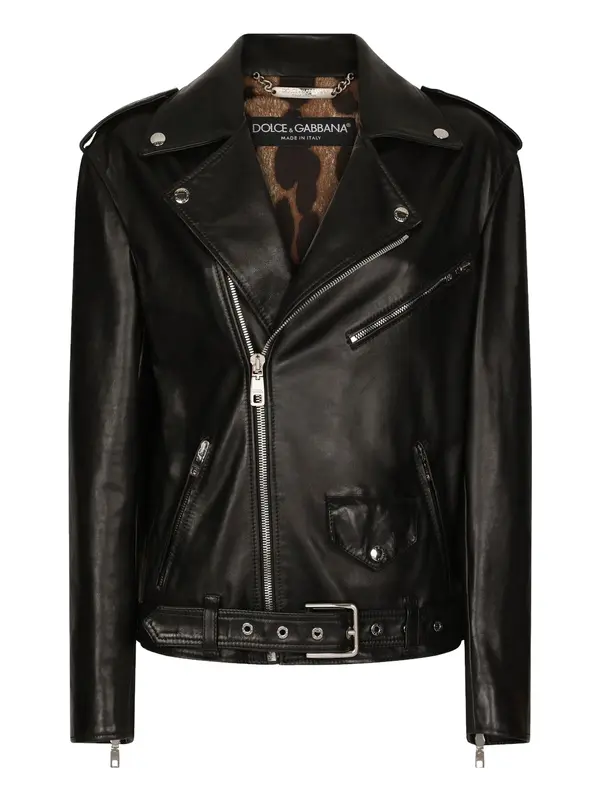 Dolce & Gabbana Leather Biker Jacket - Black