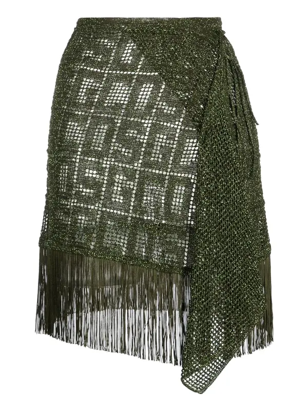 Gcds Fringe-detail Macramé Skirt - Green