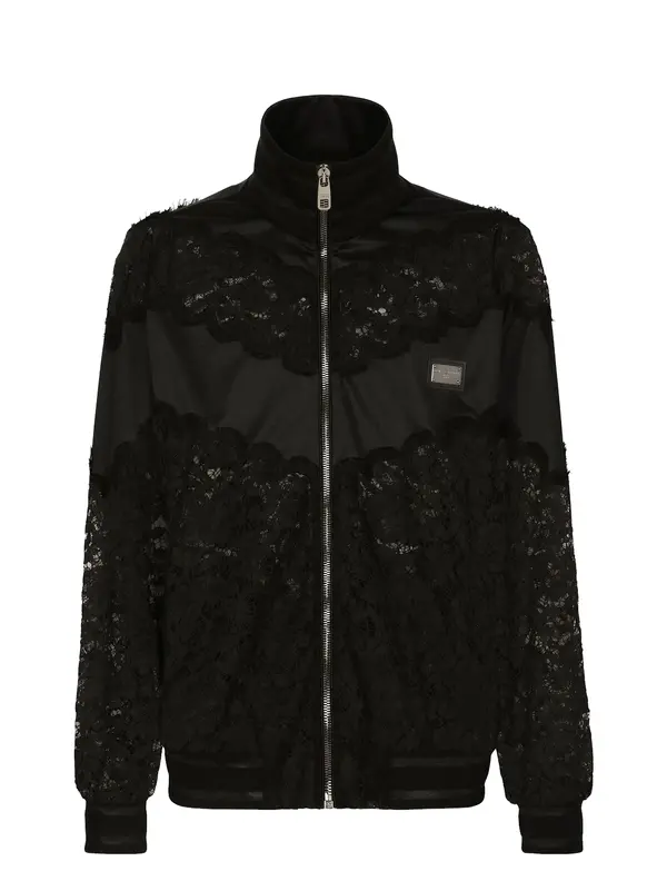 Dolce & Gabbana Cordonetto-lace Zip-up Sweatshirt - Black