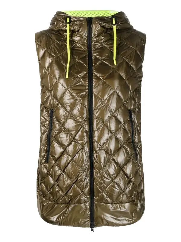 Herno Zip-up Hooded Quilted Gilet - Green