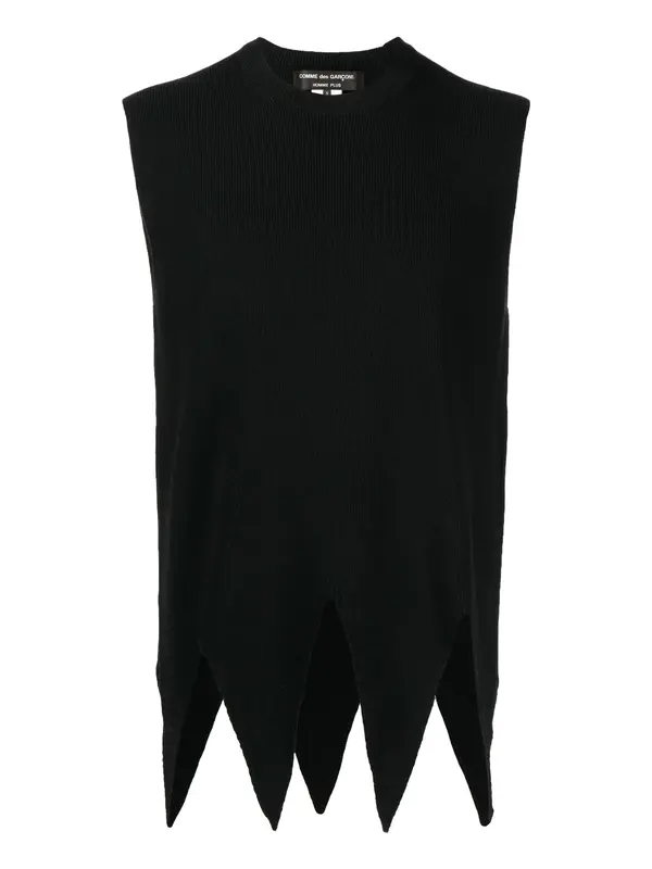 Comme Des Garçons Asymmetric-hem Knitted Top - Black