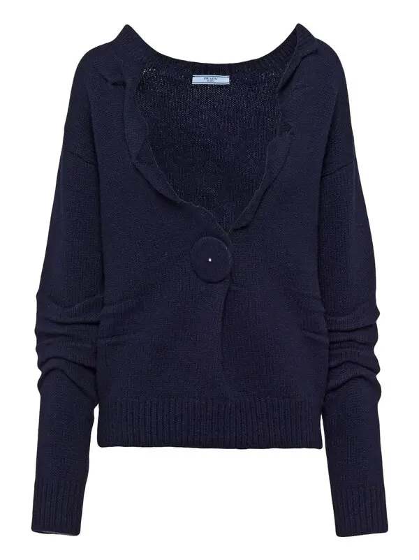 Prada V-neck Cashmere Jumper - Blue