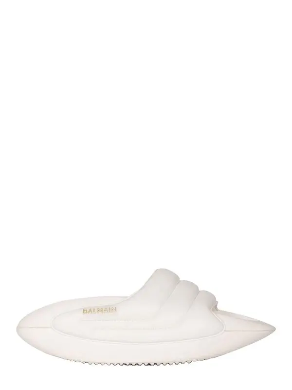 Balmain B-it Quilted Leather Slides - White