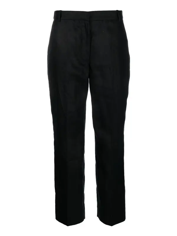 Calvin Klein Linen Cropped Trousers - Black