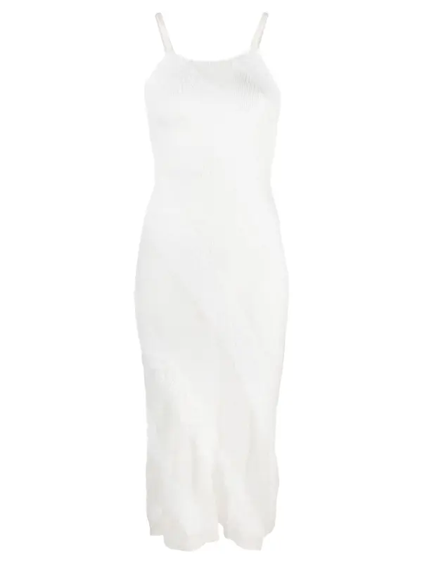 Gimaguas Fuzzy Knitted Slip Dress - White