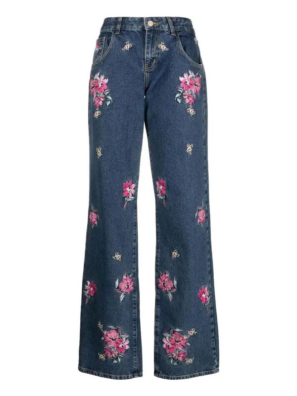 BLUGIRL Floral-embroidered Jeans - Blue