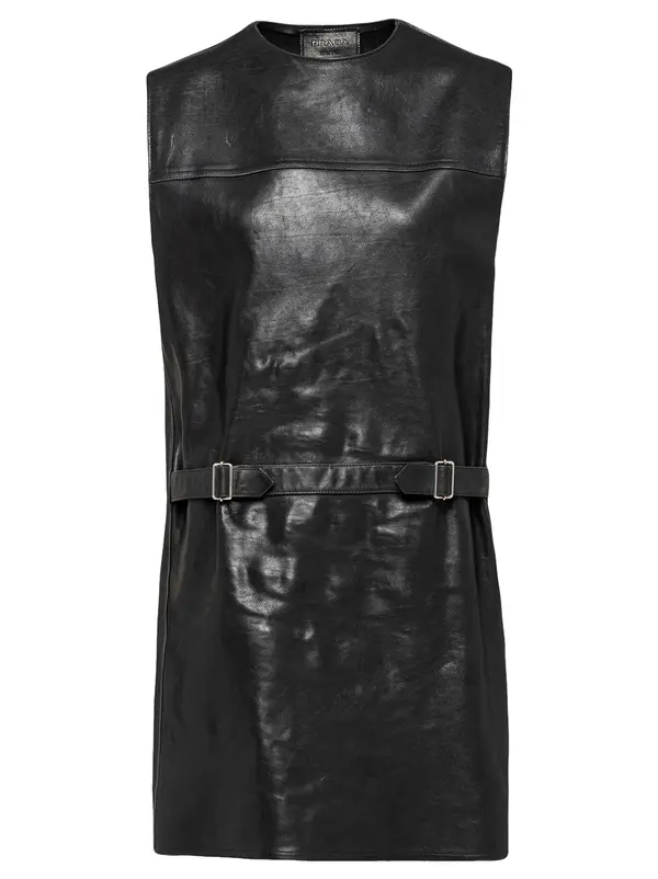 Prada Sleeveless Leather Mini Dress - Black