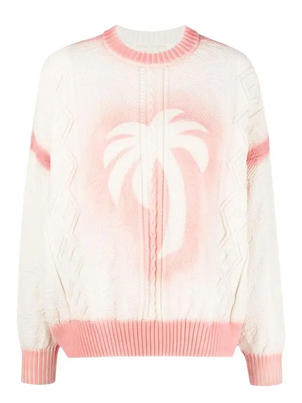 Palm Angels Sprayed Palm Jumper - White