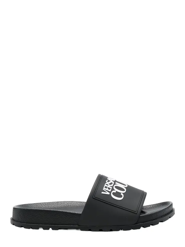 Versace Logo-print Slides - Black