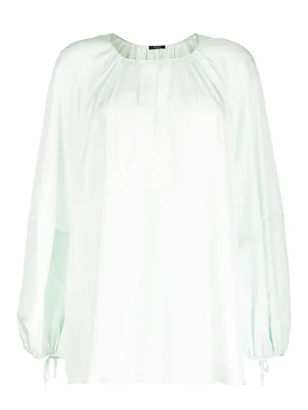 JOSEPH Gathered-neck Silk Blouse - Green