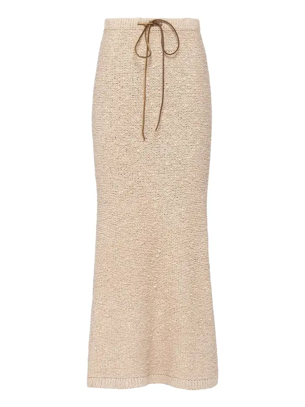 Prada Drawstring Bouclé Maxi Skirt - Neutrals