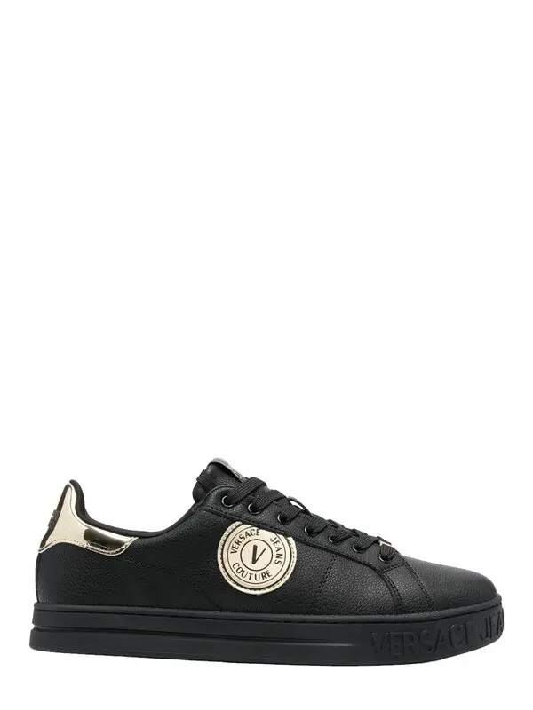 Versace Logo Patch Low-top Sneakers - Black