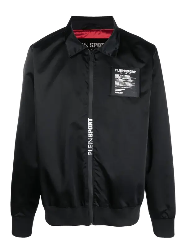 PLEIN SPORT Logo-patch Zip-up Shirt Jacket - Black