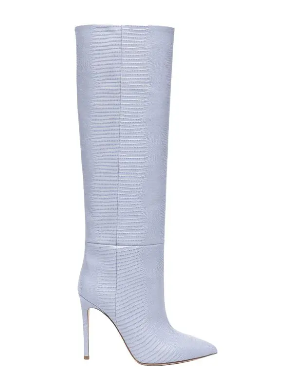 Paris Texas 105mm Crocodile-effect Knee-high Boots - Blue