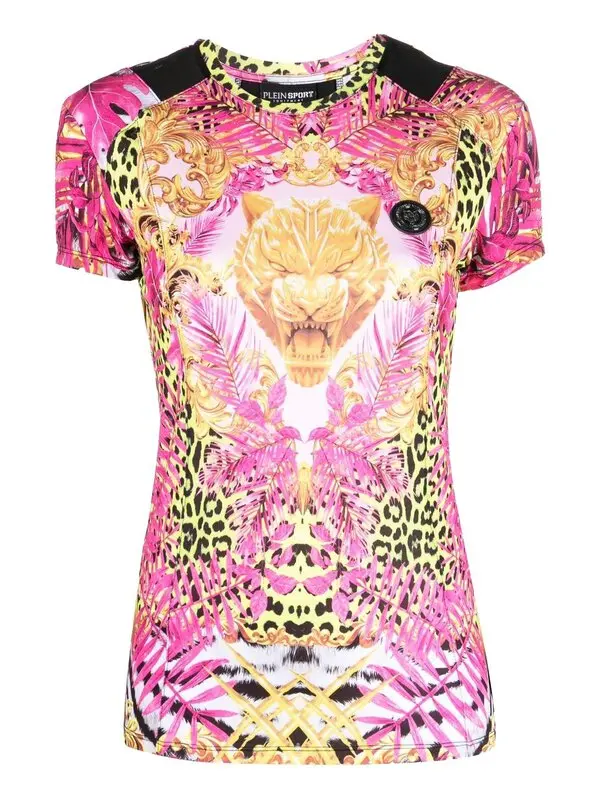 PLEIN SPORT Tiger-print T-shirt - Pink