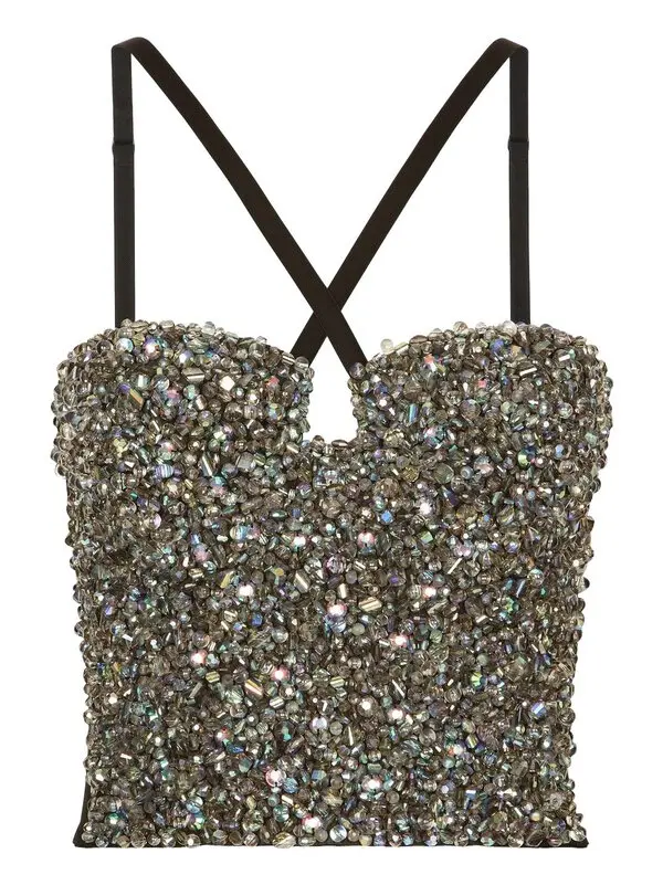 Dolce & Gabbana Rhinestone-embellished Corset Top - Black