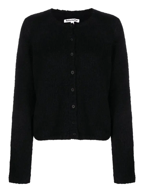 REFORMATION Clara Crew Neck Cardigan - Black