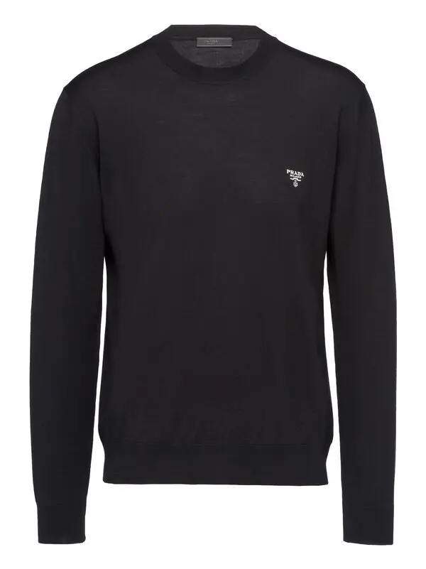 Prada Superfine Wool Crew-neck Sweater - Black