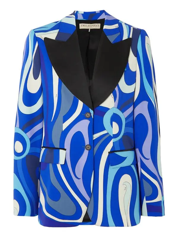 Emilio Pucci Marmo Printed Wool-blend Twill Blazer - Blue
