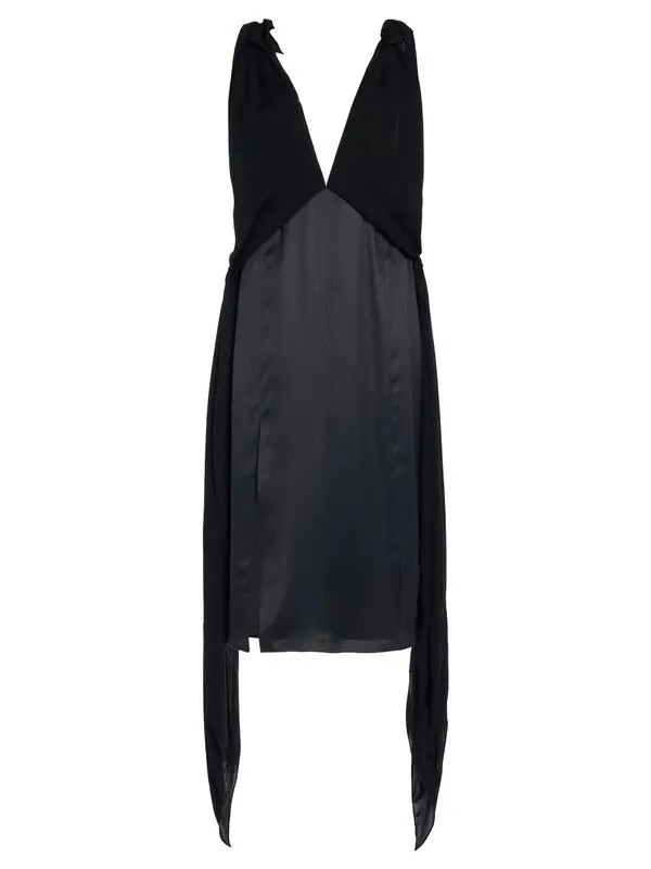Bottega Veneta Silk Twill Knee Length Dress - Black