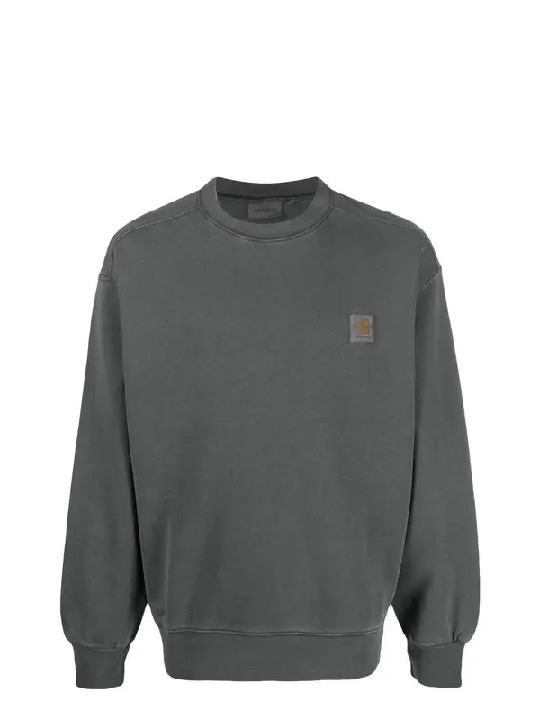 Carhartt Work In Progress Plain Logo-patch Cotton Sweatshirt - Grey