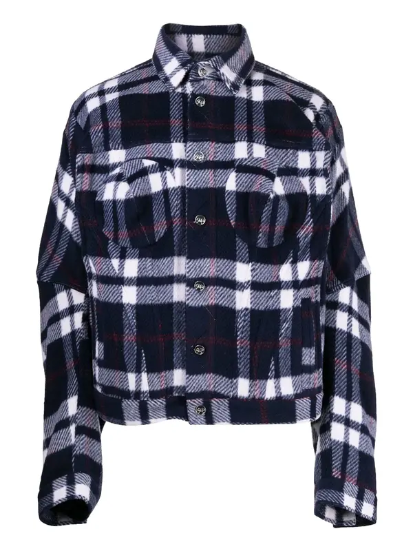 Natasha Zinko Plaid Shirt Jacket - Blue