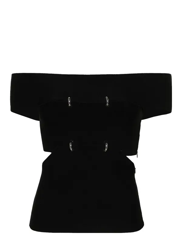 Alexander McQueen Cut-out Off-shoulder Top - Black