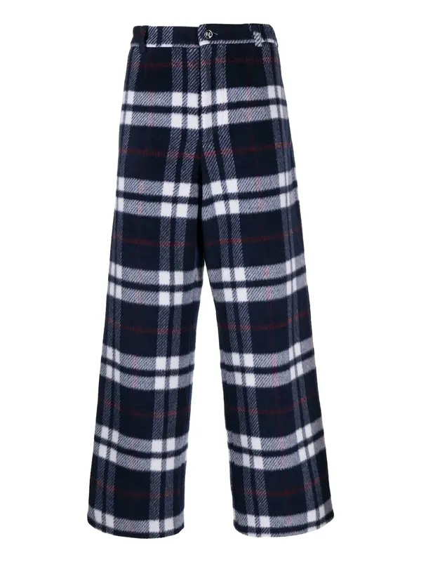 Natasha Zinko Plaid Wool Trousers - Blue