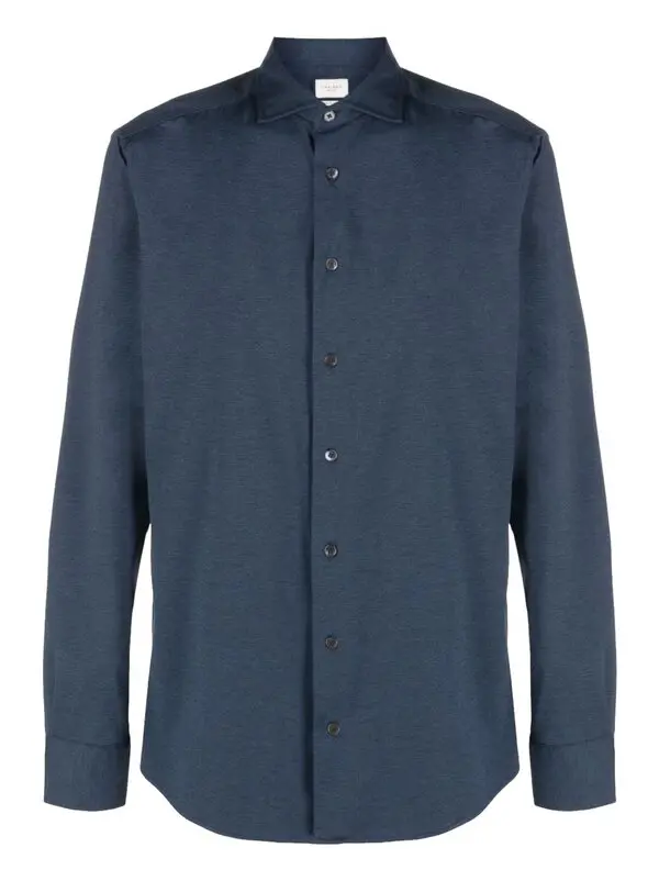 TRAIANO MILANO Ribbed Longsleeved Shirt - Blue