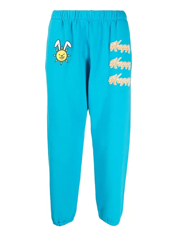 Natasha Zinko Happy Print Track Pants - Blue